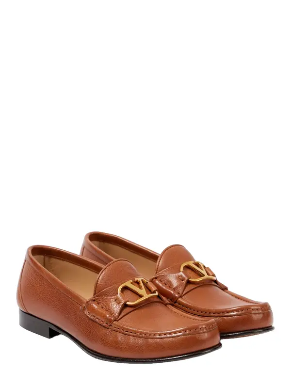Valentino Garavani Vlogo Signature Leather Loafers - Brown