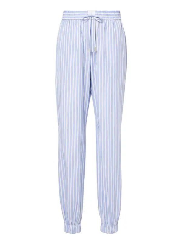Attico Striped Cotton Pajama Pants - Blue