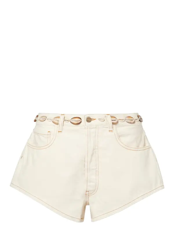 Alanui Ocean Dream Denim Shorts - White