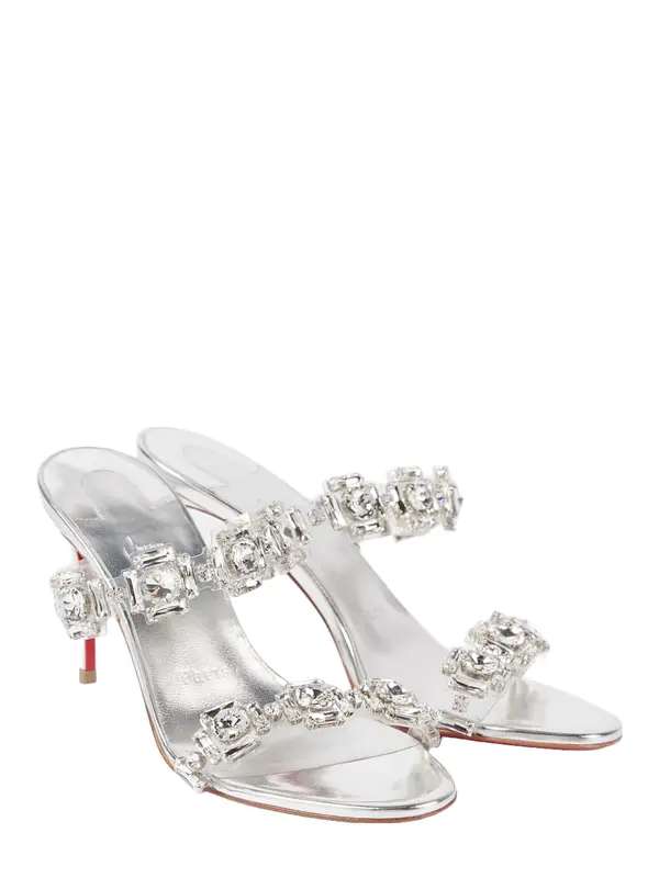 CHRISTIAN LOUBOUTIN Just Jewel 85 Embellished Mules - Silver