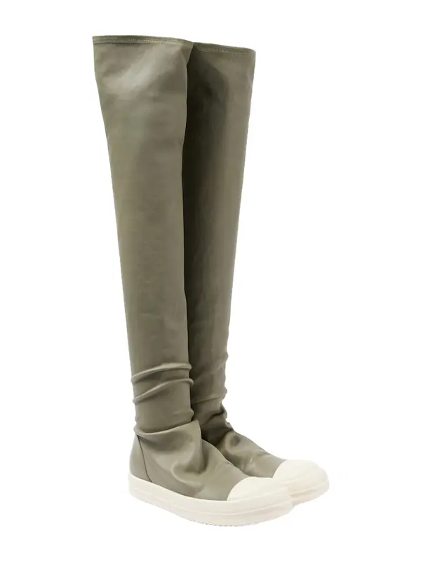 Rick Owens Stockings Over-the-knee Leather Sneakers - Green