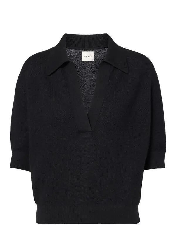 Khaite Cashmere-blend Polo Sweater - Black