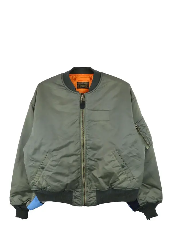 SAINT MXXXXXX Contrasting Sleeves Bomber Jacket - Green