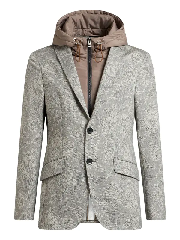 Etro Floral Print Blazer With Vest Insert - Grey