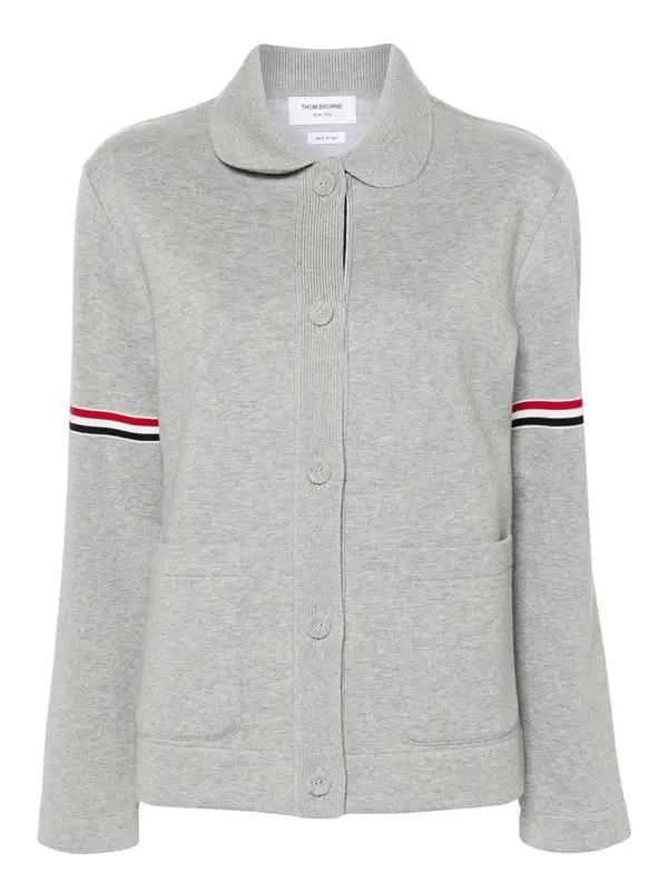Thom Browne Rwb-stripe Cotton Jacket - Grey