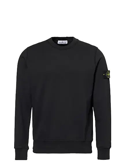 Stone Island Brand-badge Cotton-jersey Sweatshirt - Black