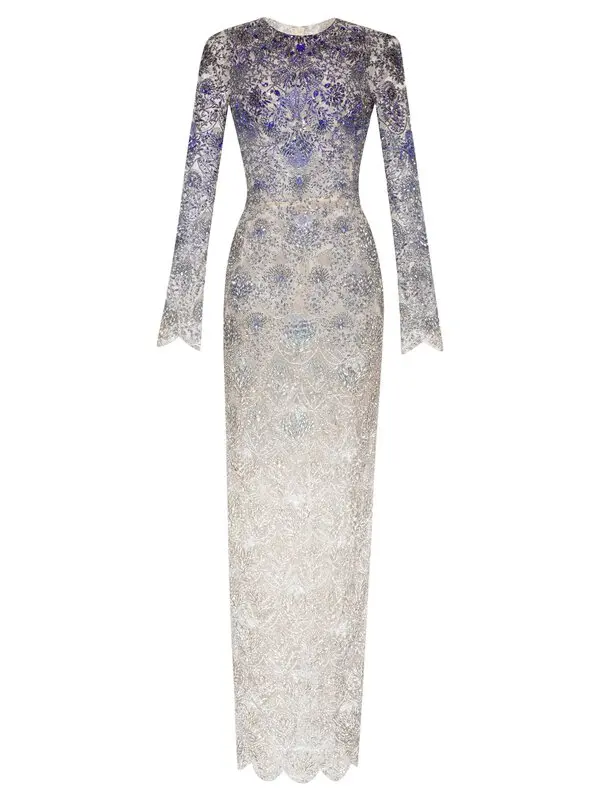 Oscar De La Renta Embellished Tulle Gown - Blue