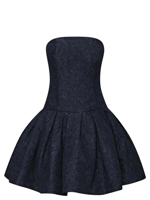 Oscar De La Renta Cloqué Cape-back Dress - Navy