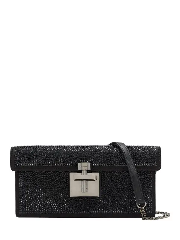 Oscar De La Renta Crystal Pavé Alibi Clutch - Black