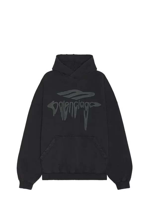 Balenciaga Large Fit Hoodie - Faded Wash Black & Anthracite