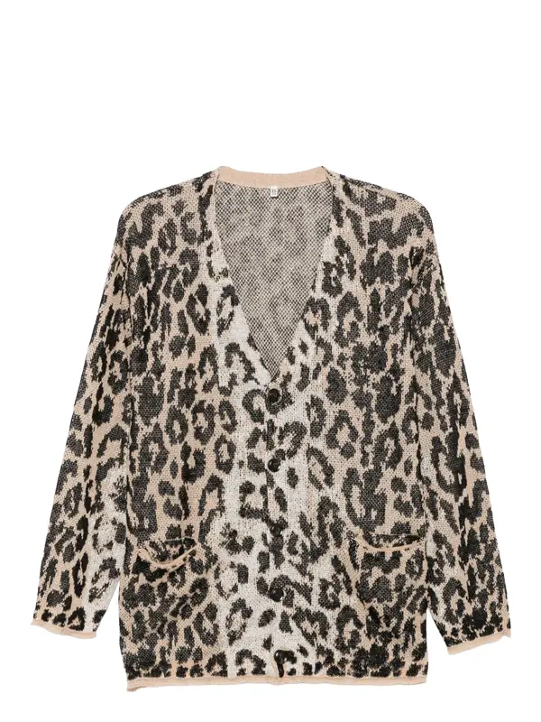 R13 Leopard-jacquard Cardigan - Brown