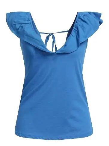 Liu Jo Cotton Top With Ruffle Detail - Azure