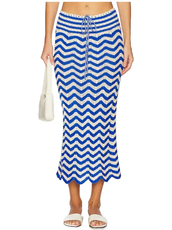 Agua Bendita X Mira Midi Skirt - Dashi Blue Multi