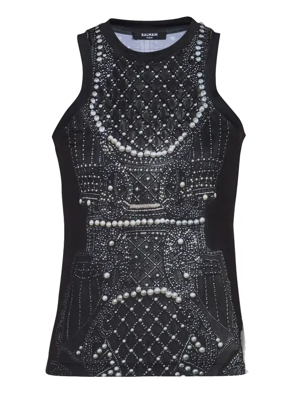Balmain Embroidery-print Tank Top - Black