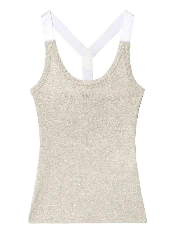 Off-White Ribbed Tank Top - Silver