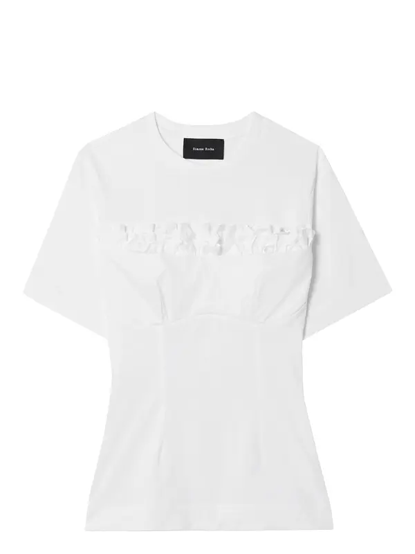 Simone Rocha Ruffled Cotton-jersey T-shirt - White