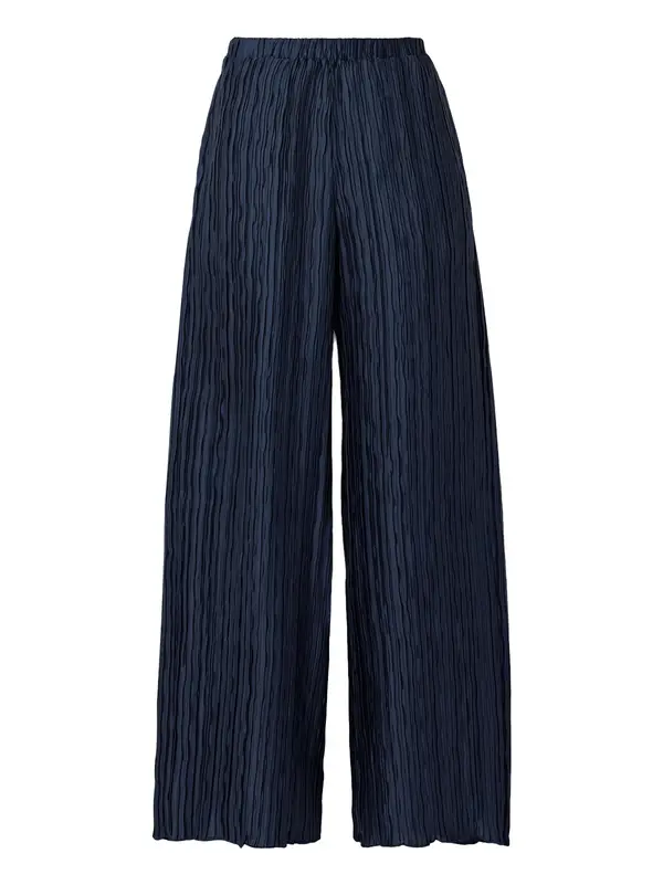 16Arlington Mandrake Plissé-satin Wide-leg Pants - Blue