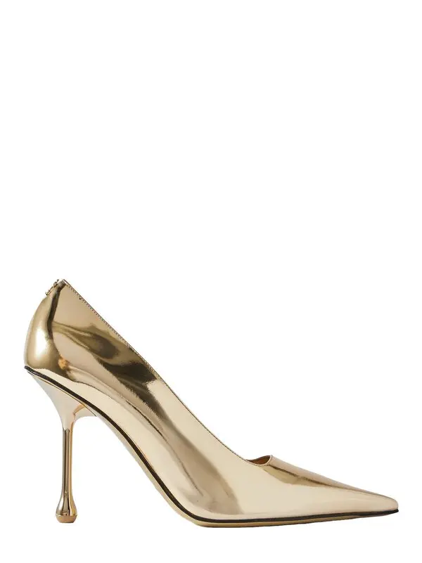JIMMY CHOO Ixia 95 Mirrored-leather Pumps - Gold