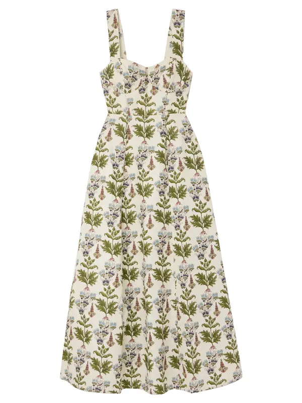 EMPORIO SIRENUSE Azzurra Printed Linen And Cotton-blend Maxi Dress - Ivory