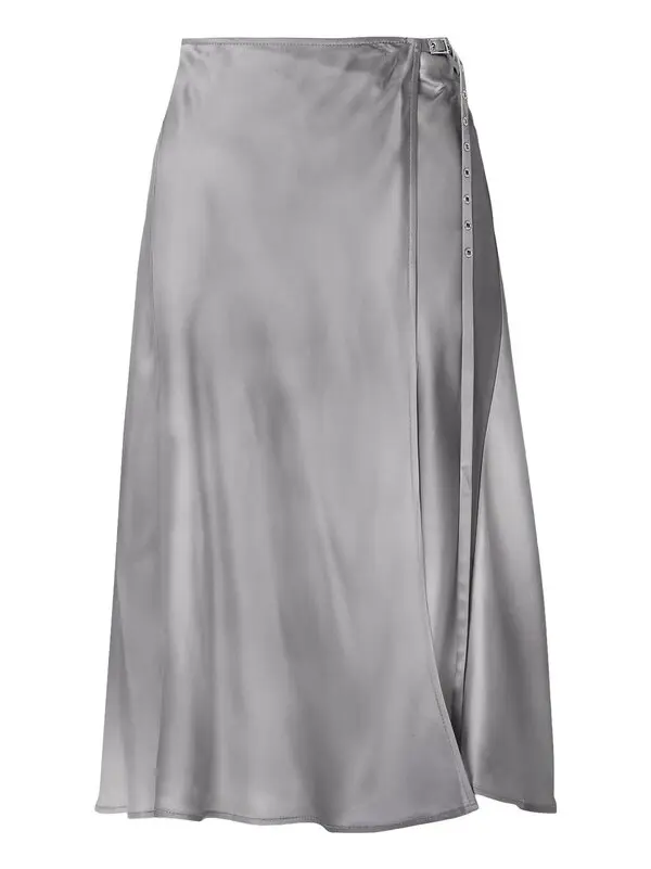 Acne Studios Belted Satin Wrap Skirt - Gray