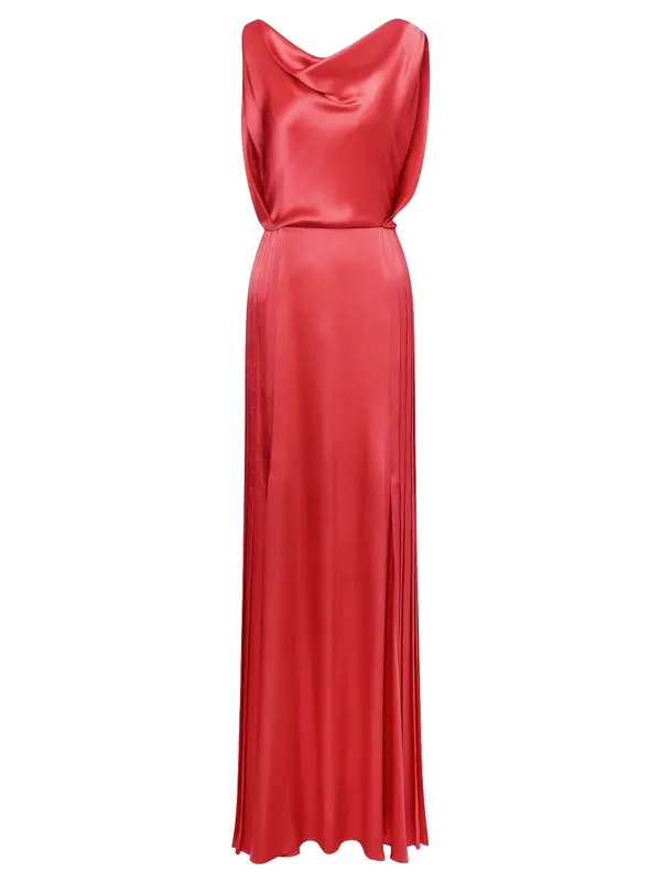 Alberta Ferretti Pleat-detailing Maxi Dress - Red