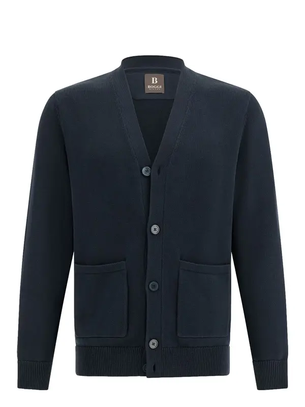 Boggi Milano Organic Cotton Cardigan - Blue