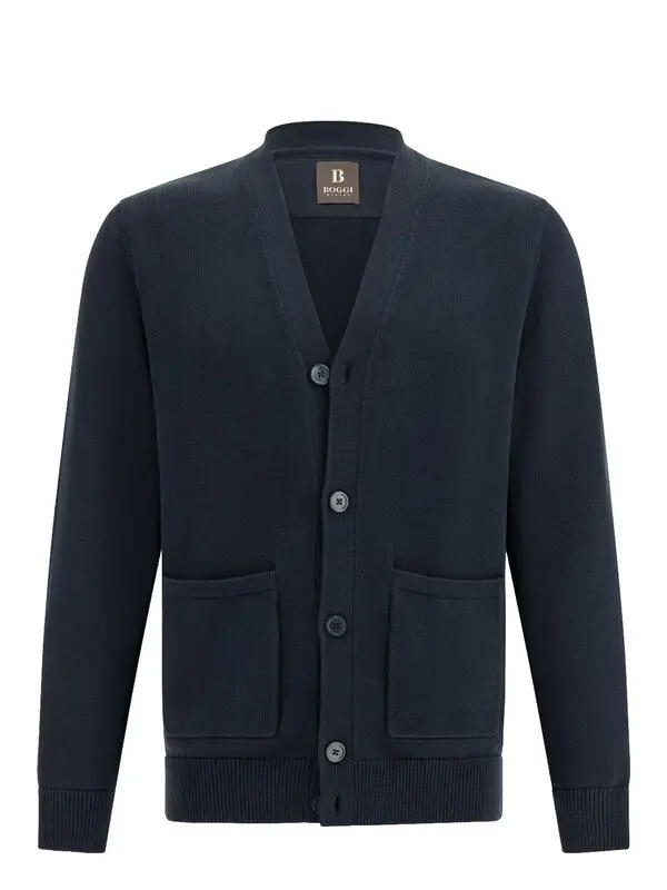 Boggi Milano Organic Cotton Cardigan - Blue