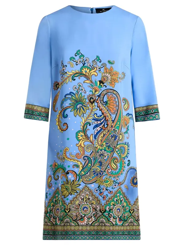 Etro Floral Paisley Print Knee-length Dress - Blue