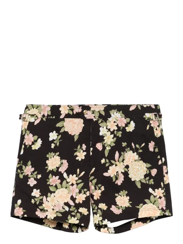 TOM FORD Floral-print Swim Shorts - Black