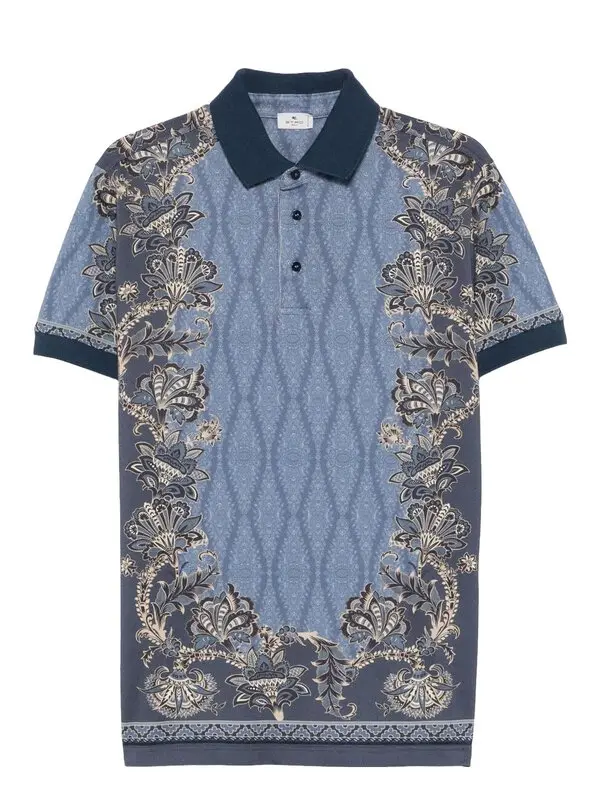 Etro Paisley-print Polo Shirt - Blue