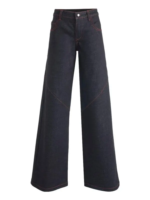 JENDUE Davidson Wide-leg Pants - Deep Blue