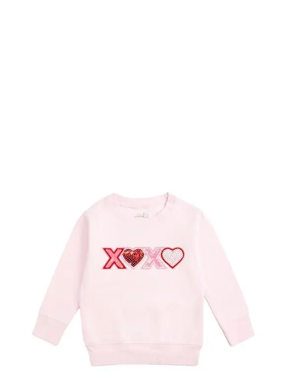 SWEET WINK Sequin Patch Sweatshirt - Ballet Pink