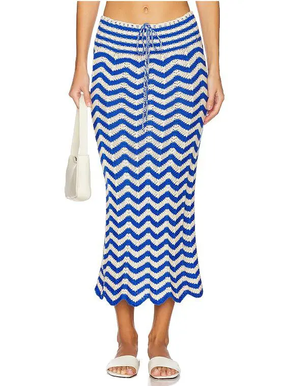 Agua Bendita Mira Midi Skirt - Blue