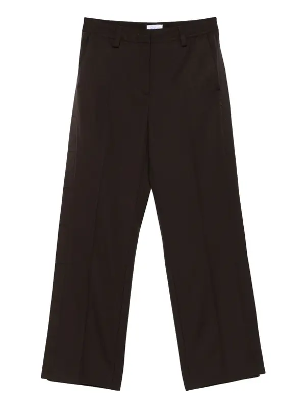Off-White Virgin Wool Wide-leg Trousers - Brown