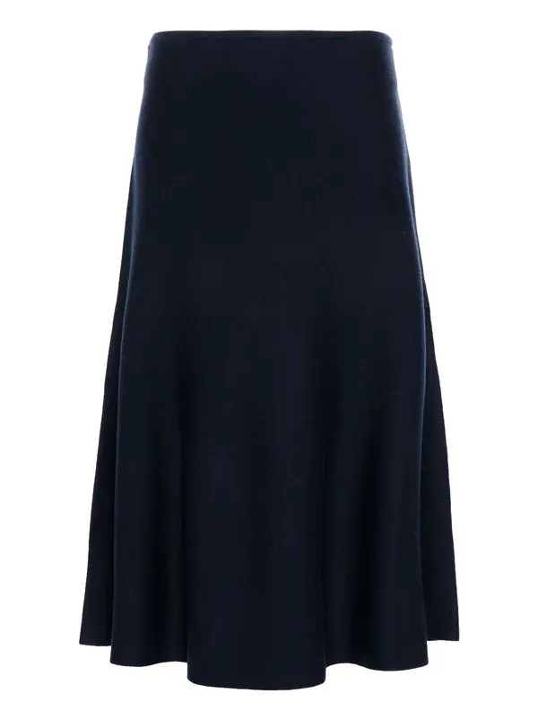 Khaite Peplum Hem Knit Skirt - 301 Navy Blue