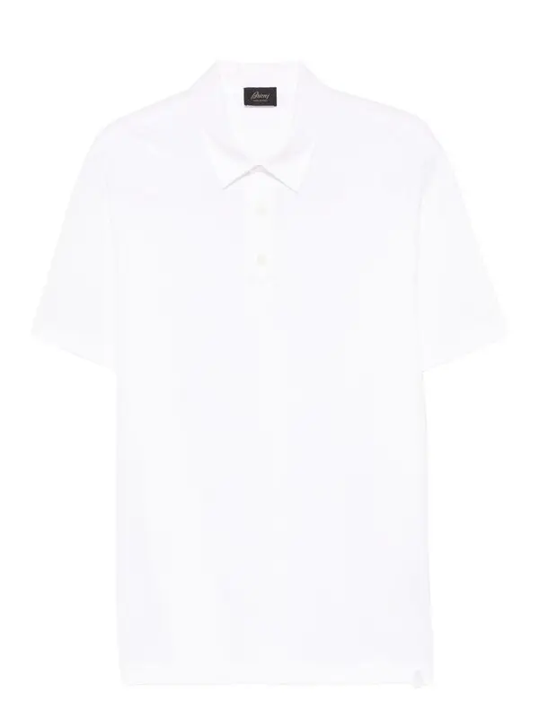Brioni Piqué Cotton Polo Shirt - White