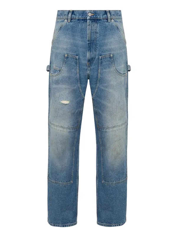 Moschino Panelled Straight Leg Jeans - Blue