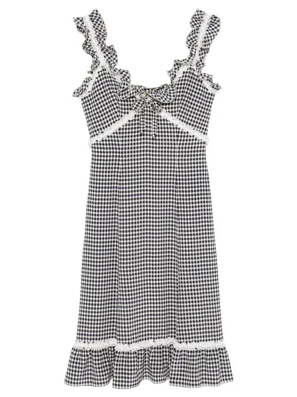 Alessandra Rich Grid-pattern Midi Dress - Blue