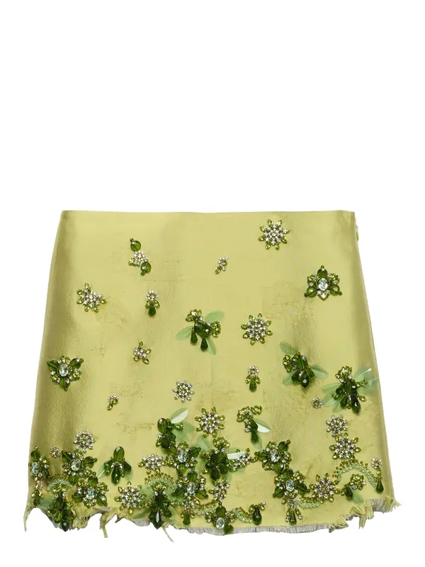 Prada Crystal-embellished Mini Skirt - Green