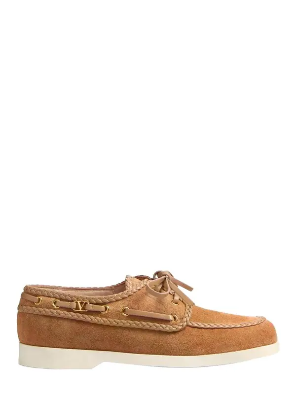Valentino Garavani Palm Avenue Braided-edge Boat Shoes - Brown