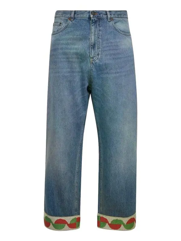 Valentino Garavani Jacquard-hem Jeans - Blue