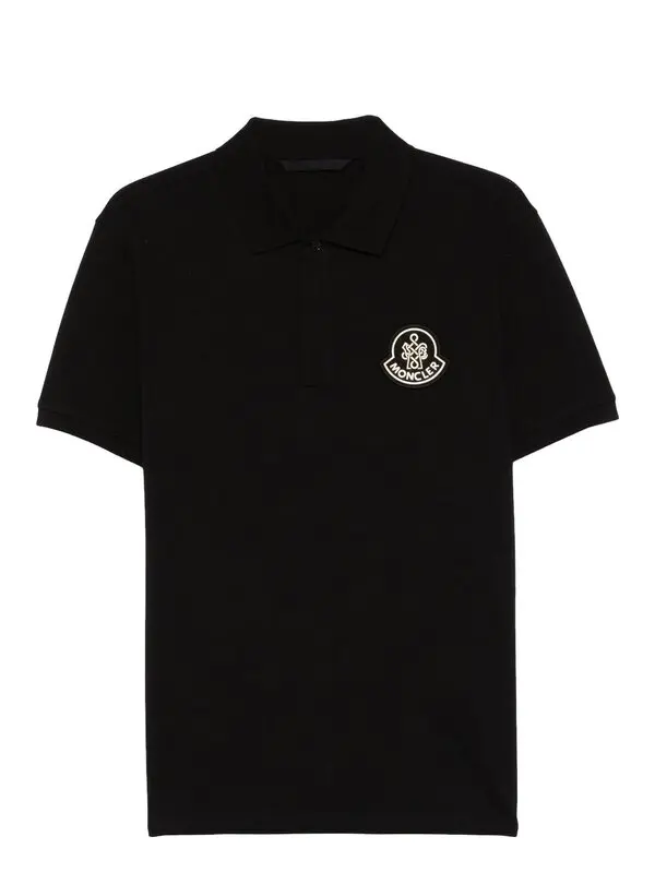 Moncler Year Of The Snake-patch Polo Shirt - Black