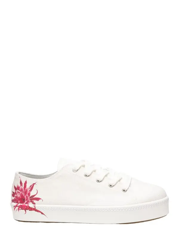 Y’s Floral Print Sneakers - White