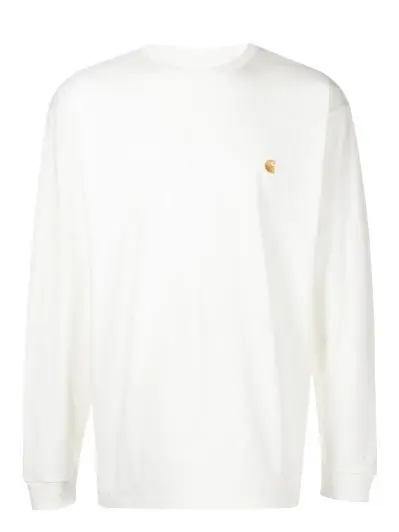 Carhartt Wip Long Sleeve Chase T-shirt - White/gold
