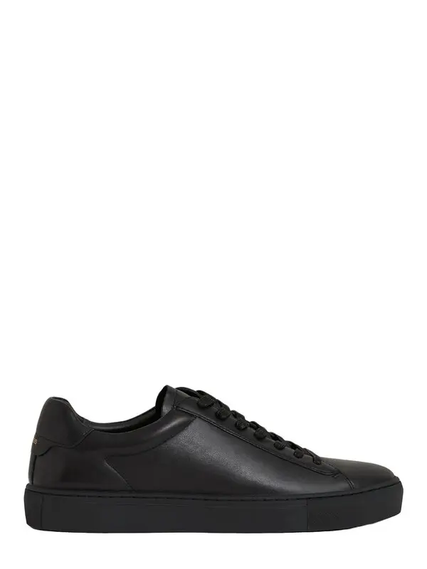 REISS Finley Leather Low-top Trainers - All Black