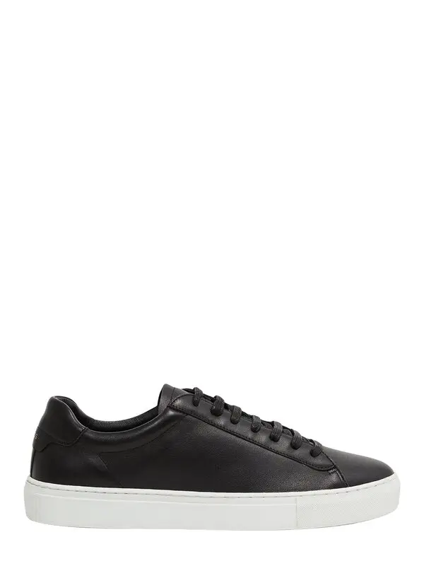 REISS Finley Leather Low-top Trainers - Black