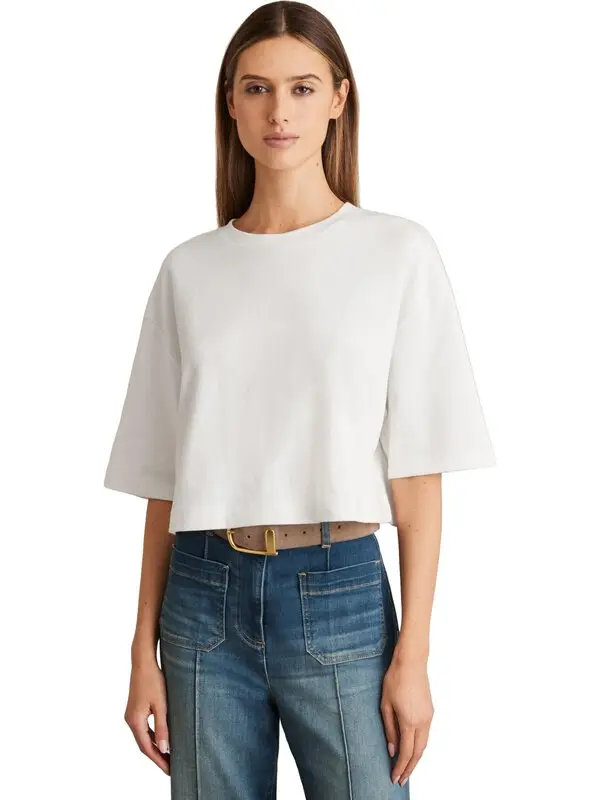 REISS Alex Stretch-cotton Cropped T-shirt - White