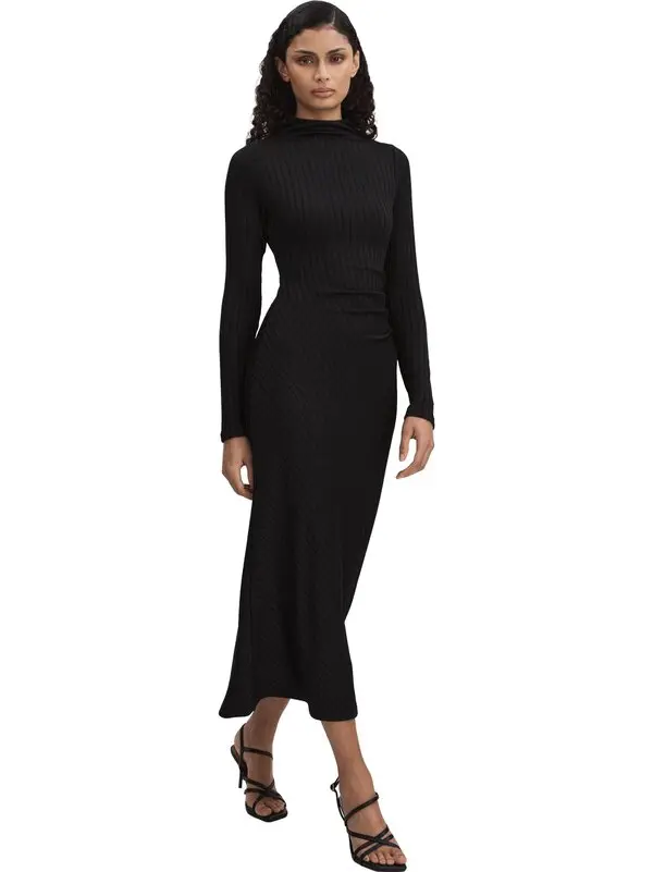 Good American Rib-knit Midi Dress - Black