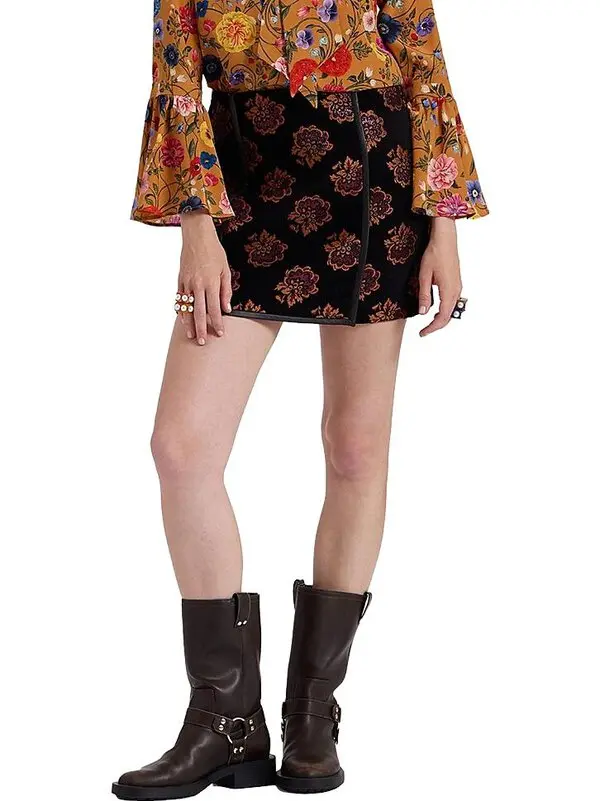 La DoubleJ Twiggy Mini Skirt - Rosette Jacquard Black