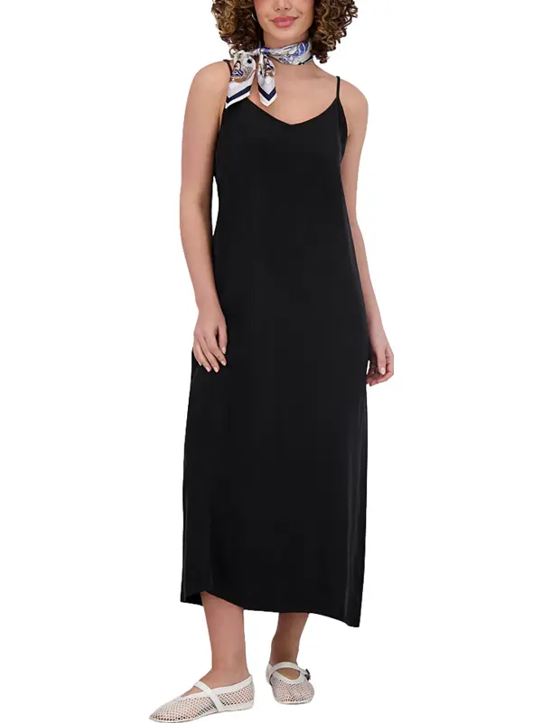 POINT Brushed A-line Slip Dress - Black